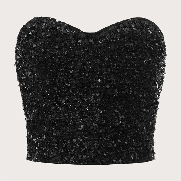 SHEIN | Tops | Bae Zip Back Sequin Tube Top Shein | Poshmark
